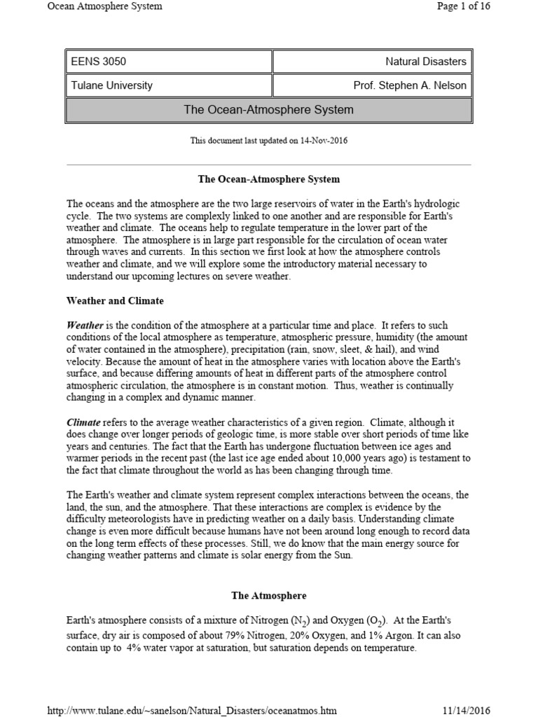 Ocean-Atmosphere System Overview | PDF | Atmospheric Circulation ...