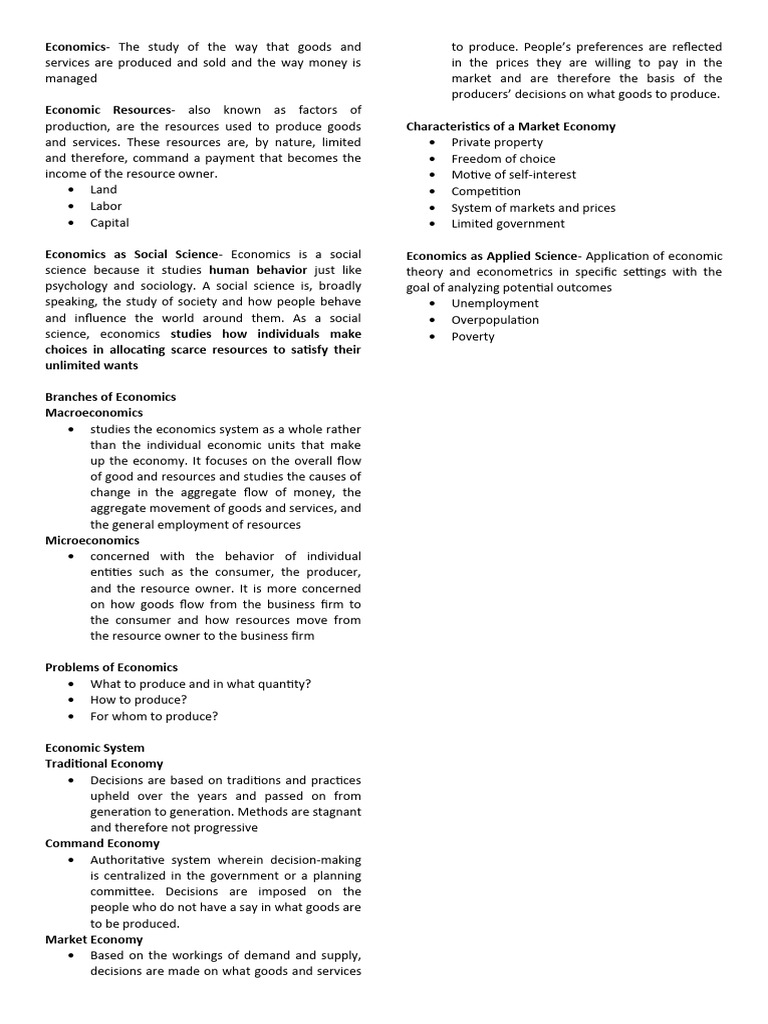Economics Mod 1 Reviewer | PDF