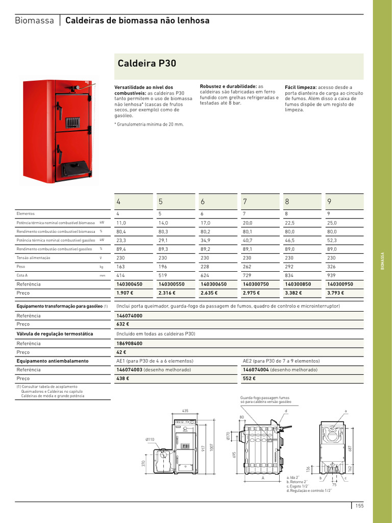 Caldeira Roca P30 Lenha | PDF | Tecnologia de energia | Combustíveis
