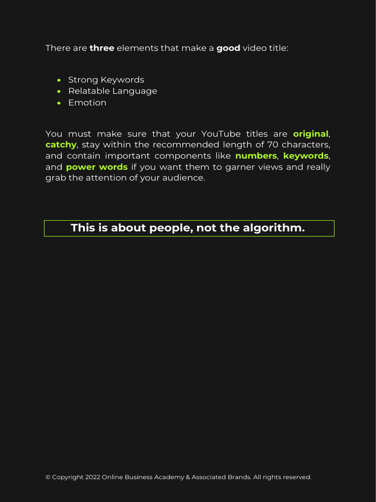 Youtube Titles Framework Pdf Search Engine Optimization You Tube