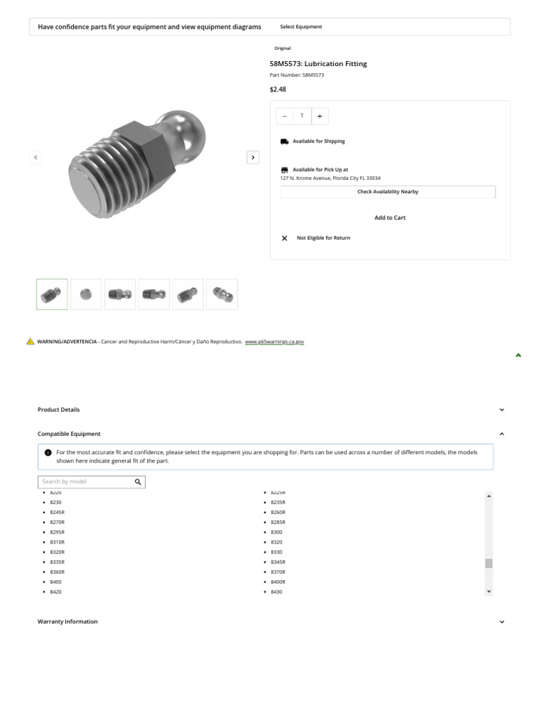 58M5573_ Lubrication Fitting _ Shop.Deere.com | PDF