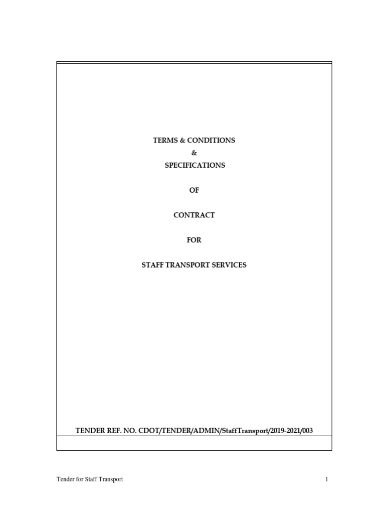 Staff Transport Services Tender 2019-2021 | PDF | Indemnity
