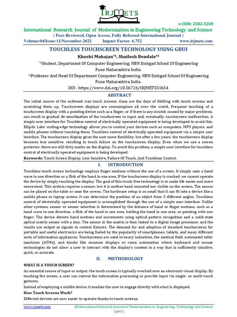 Nov 2022 | Download Free PDF | Touchscreen | Computer Engineering