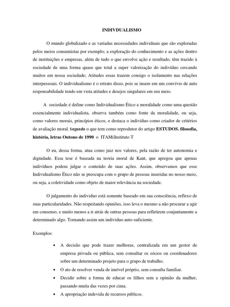 Individualismo Pdf Individualismo Moralidade