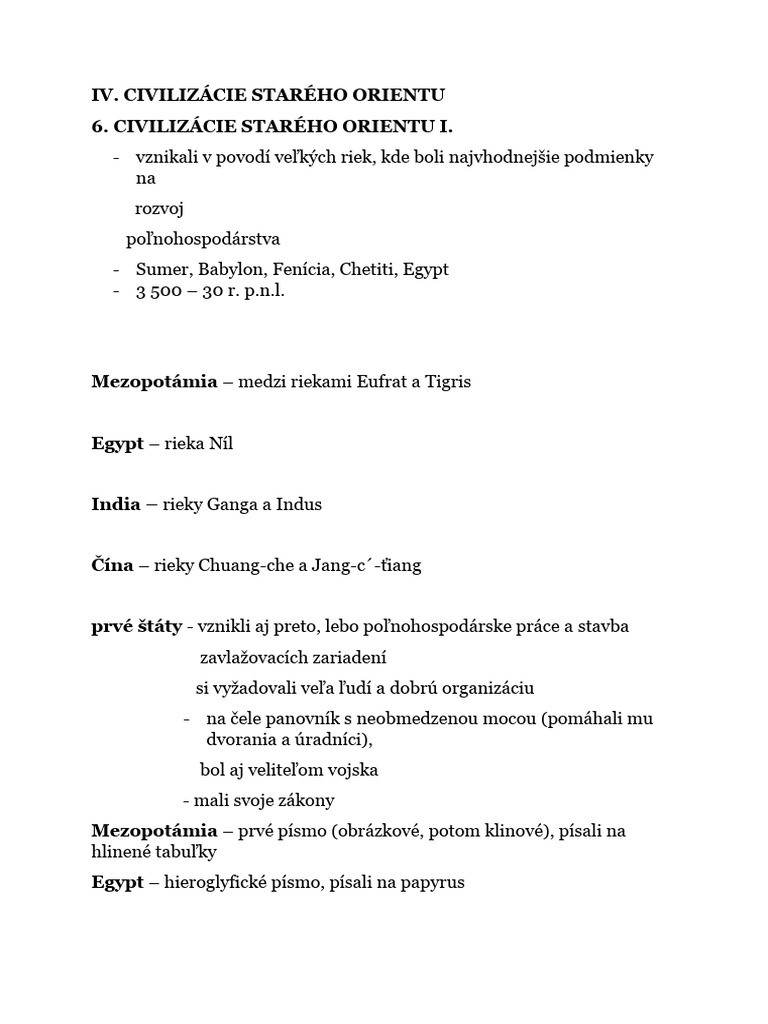 Civilizácie Starého Orientu I. | PDF