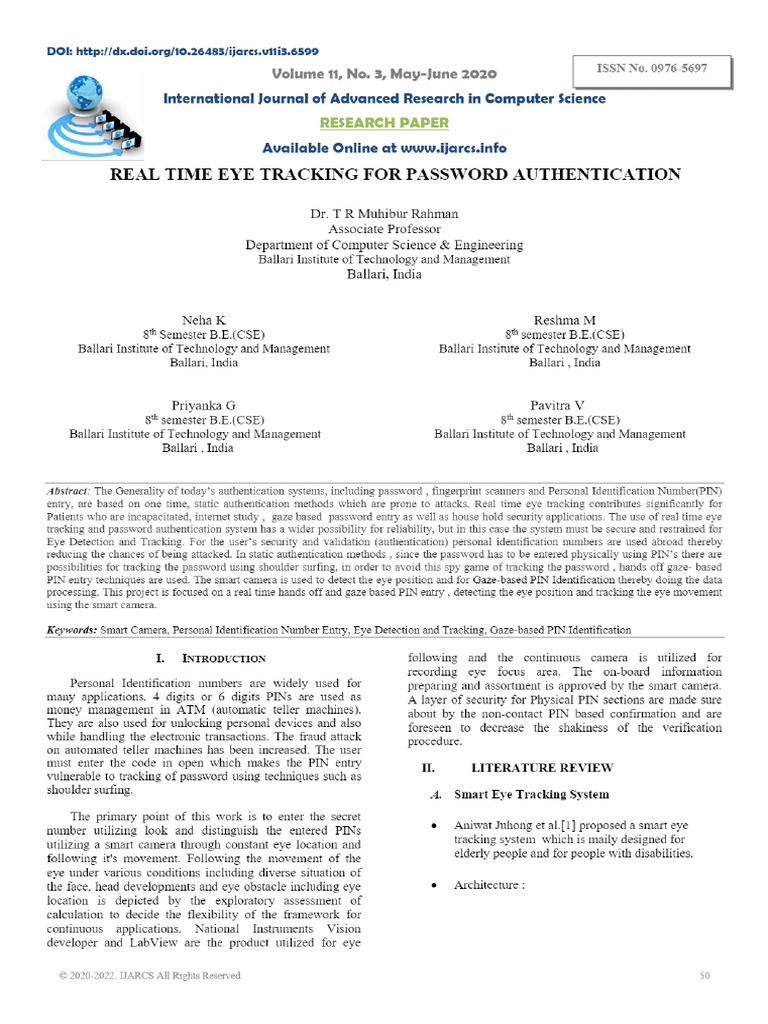 View Of Real Time Eye Tracking For Password Authentication Pdf