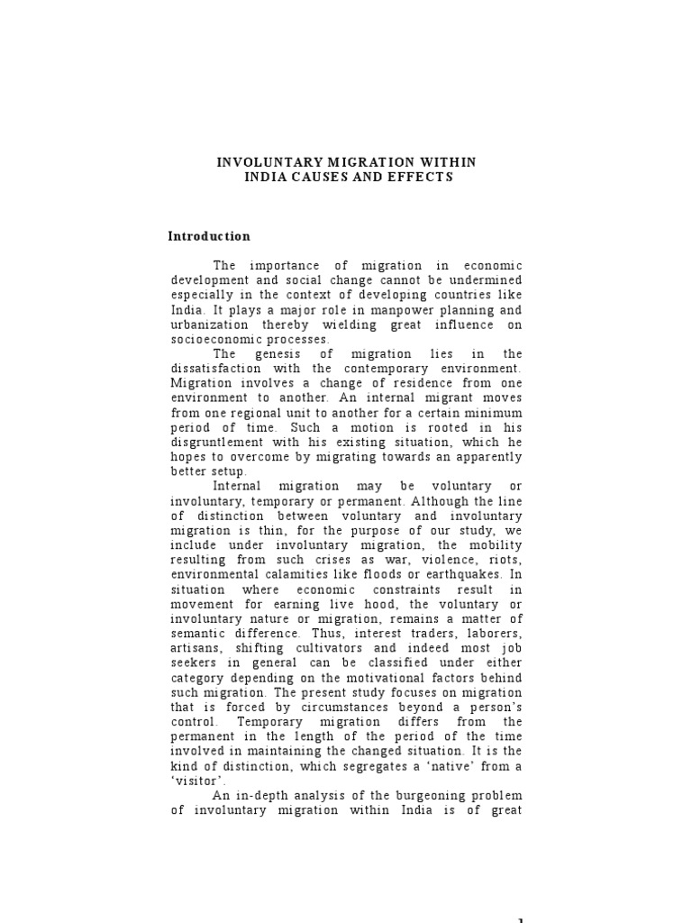 Involuntary Migration | PDF