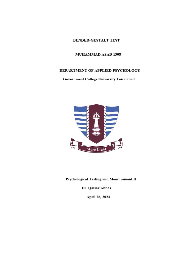 BENDER | PDF | Psychology | Behavioural Sciences