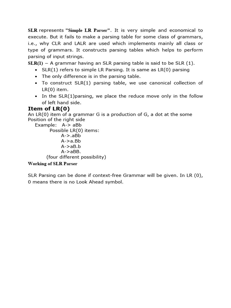 SLR ATC | PDF | Parsing | Theoretical Computer Science SLR ATC | PDF | Parsing | Theoretical Computer Science
