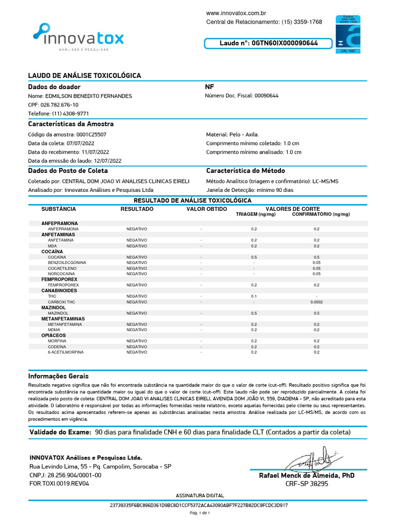 Laudo Toxicologico | PDF