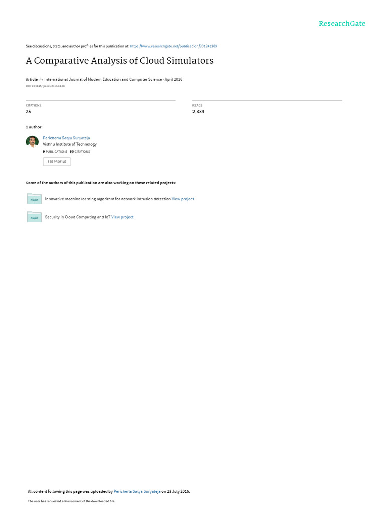 A Comparative Analysis Of Cloud Simulators Download Free Pdf Cloud Computing Simulation