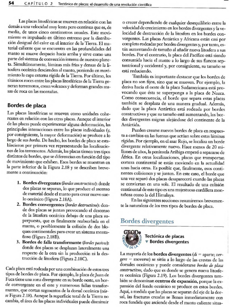 Bordes de Placa. Capítulo 2. Tectónica de Placas. El Desarrollo de Una ...