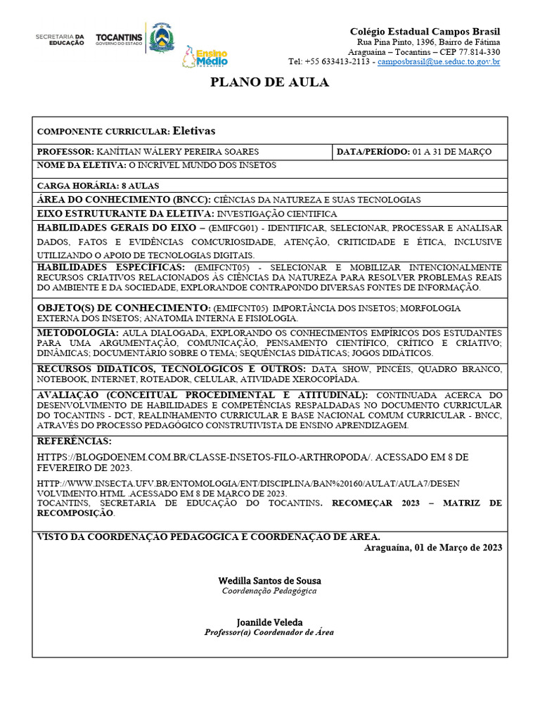 Plano de Aula 02 Eletiva | PDF | Pedagogia | Science