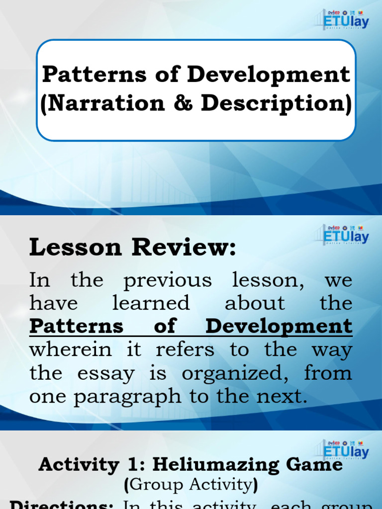 Patterns of Development Narration Description | PDF | Narrative | Plot ...