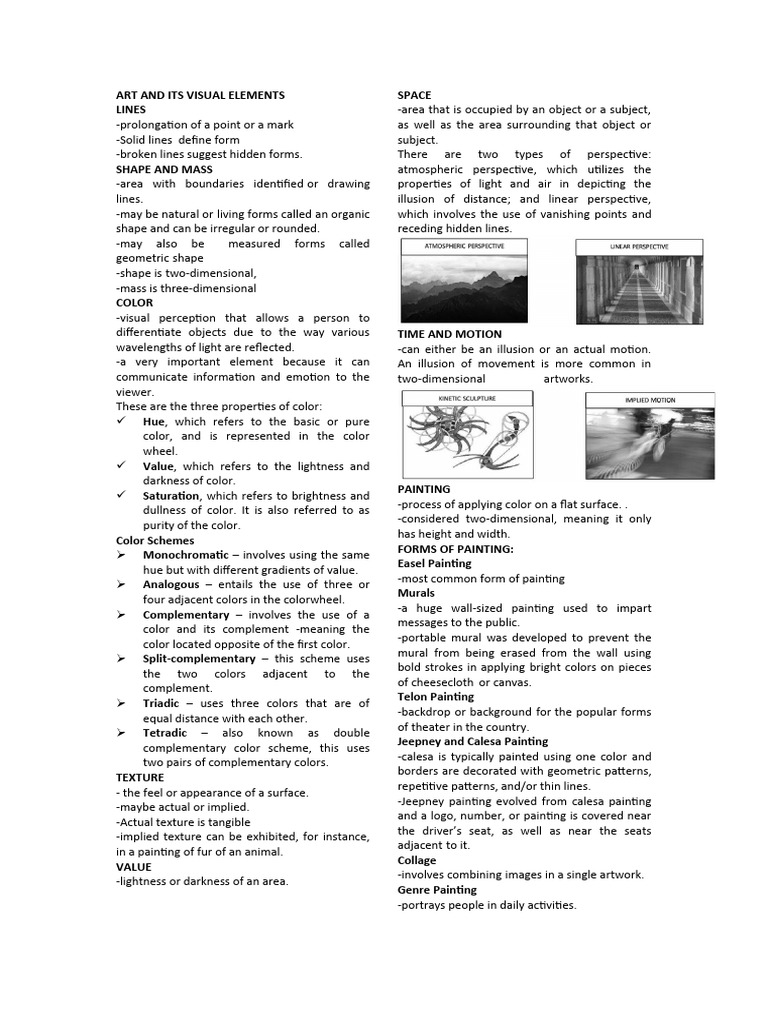 Art and Its Visual Elements | PDF | Paintings | Color