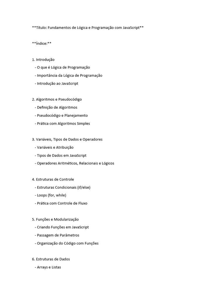 Fundamentos de Lógica e Programação Com JavaScript | PDF | Algoritmos ...