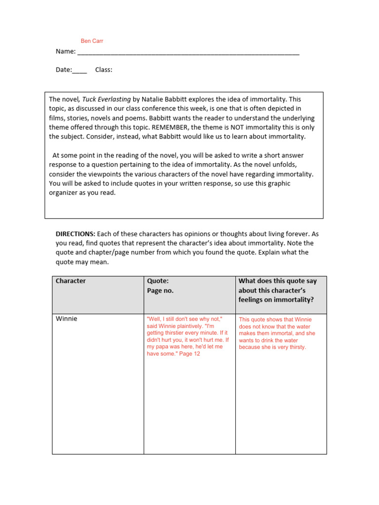 Graphic Organizer Immortality+ | PDF