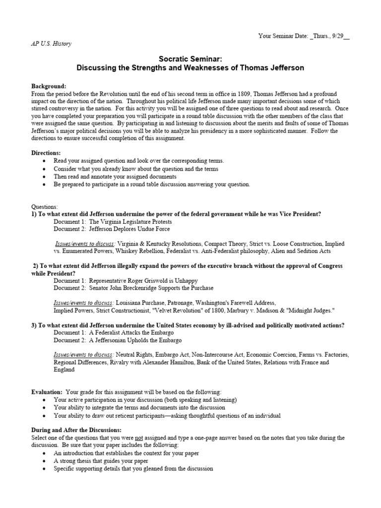 AP U.S. History: Jefferson's Legacy | PDF | Politics | Social Science