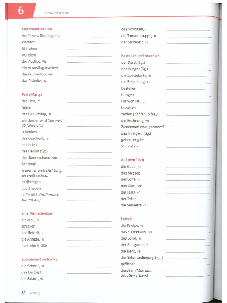 Wortschatz A1 - 6 | PDF
