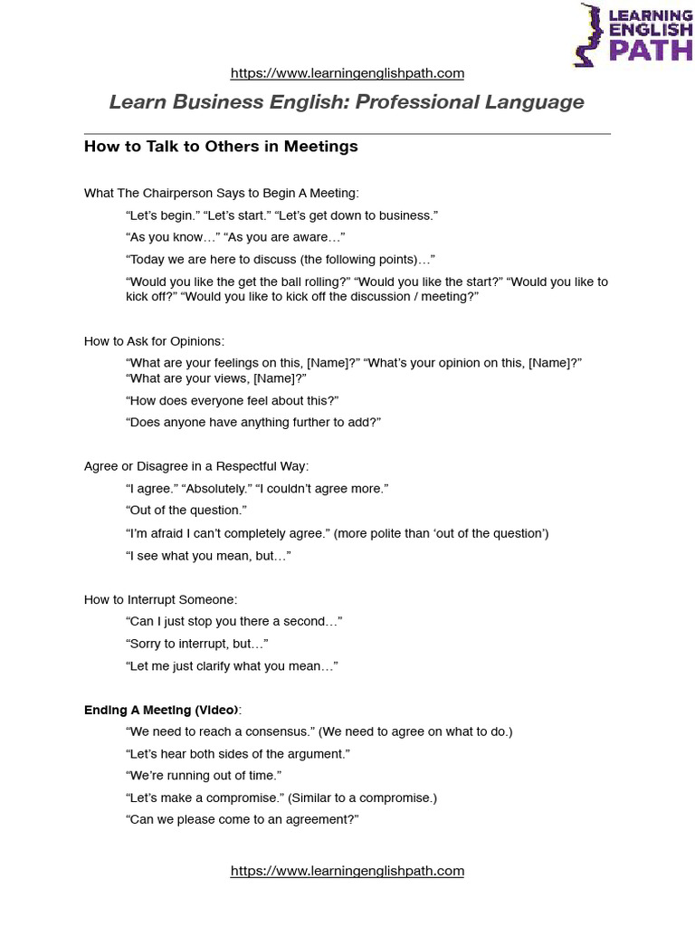12 How To Talk To Others in Meetings | PDF