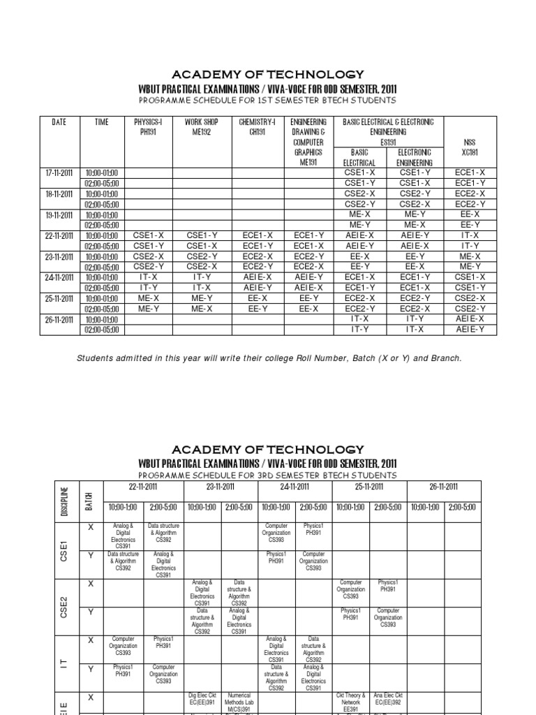 Wbut Lab Exam Schedule | PDF | Electrical Engineering | Electronics