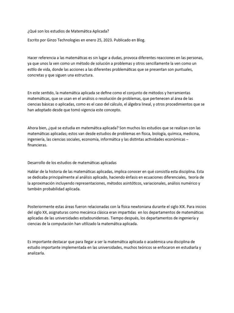 Matemática Aplicada | PDF | Matemáticas Aplicadas | Matemáticas