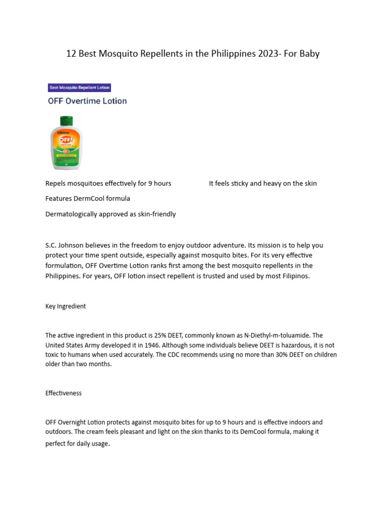 12 Best Mosquito Repellents in The Philippines 2023 | PDF | Wellness