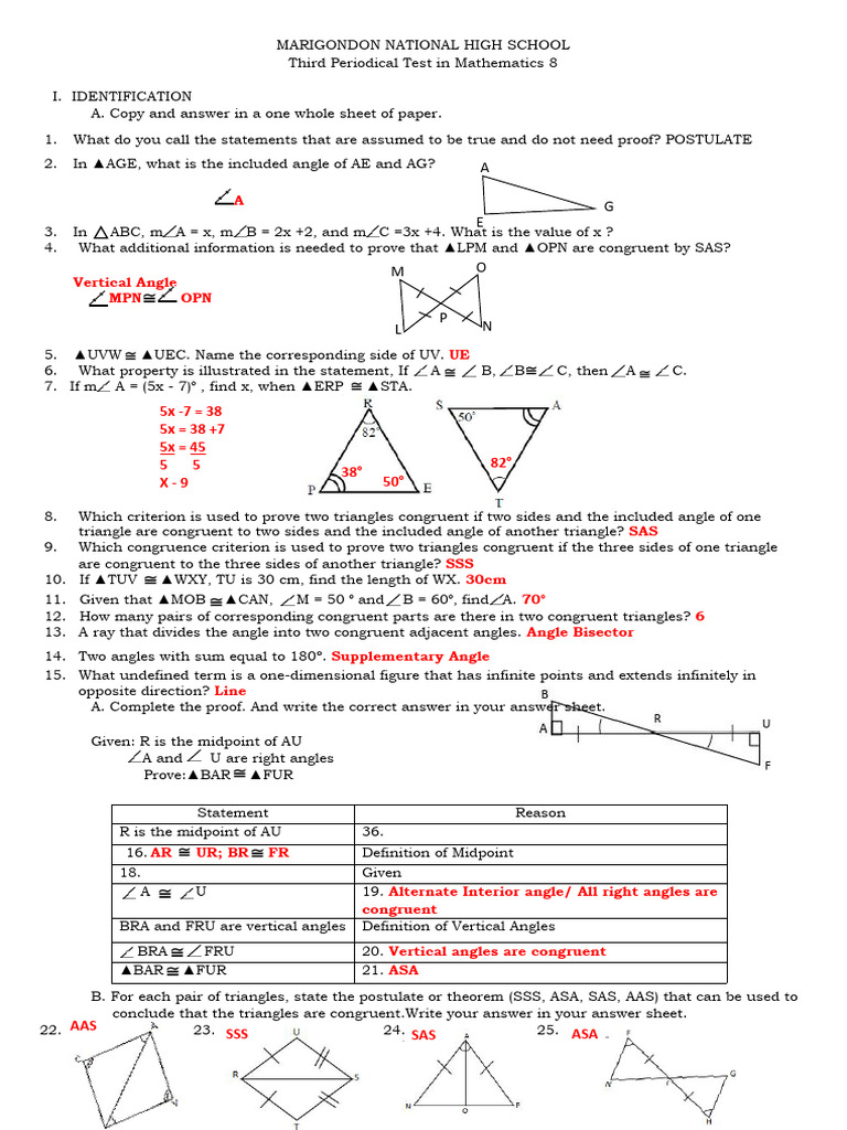 Math 8 3RD Quarter | PDF | Triangle | Euclidean Plane Geometry
