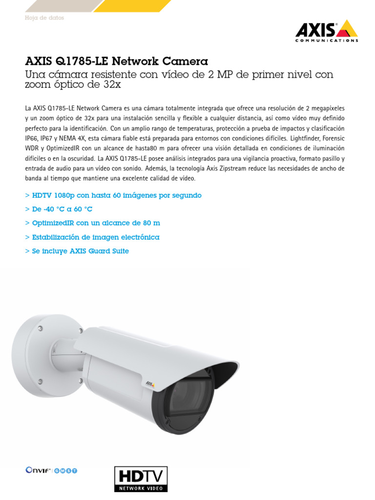 Datasheet Axis q1785 Le Network Camera Es ES 421299 | PDF | Vídeo ...