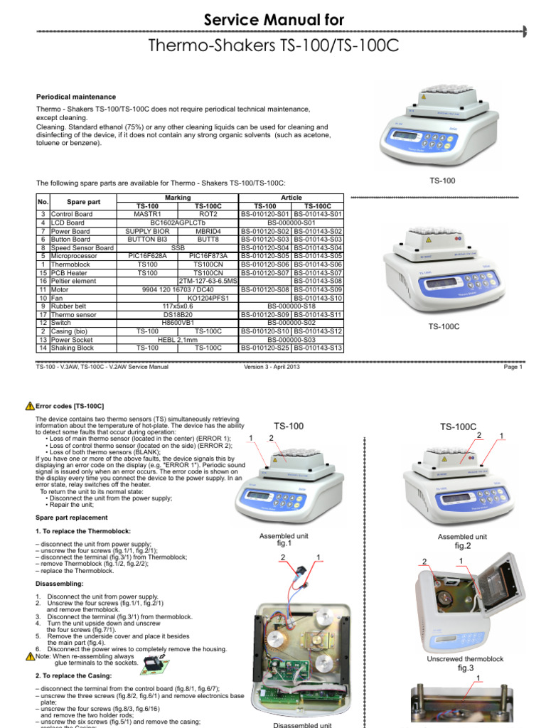 Service - TS-100 - V.3AW - and - TS-100C - V.2AW - v3 - 30042013 | PDF ...