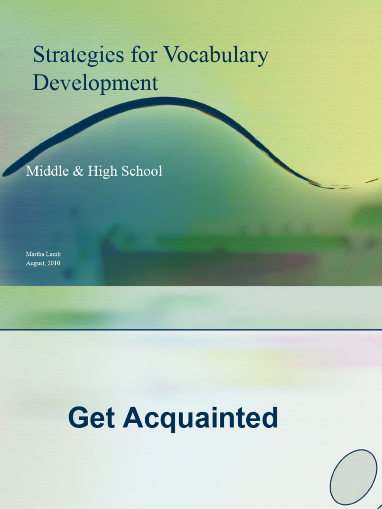 Strategies For Vocabulary Development | PDF | Vocabulary | Learning