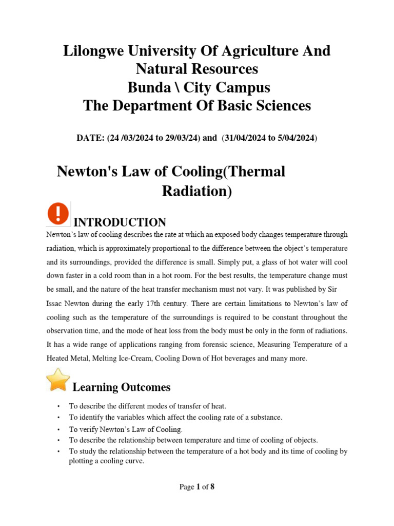 Newton Law of Cooling | PDF | Heat Transfer | Thermal Conduction