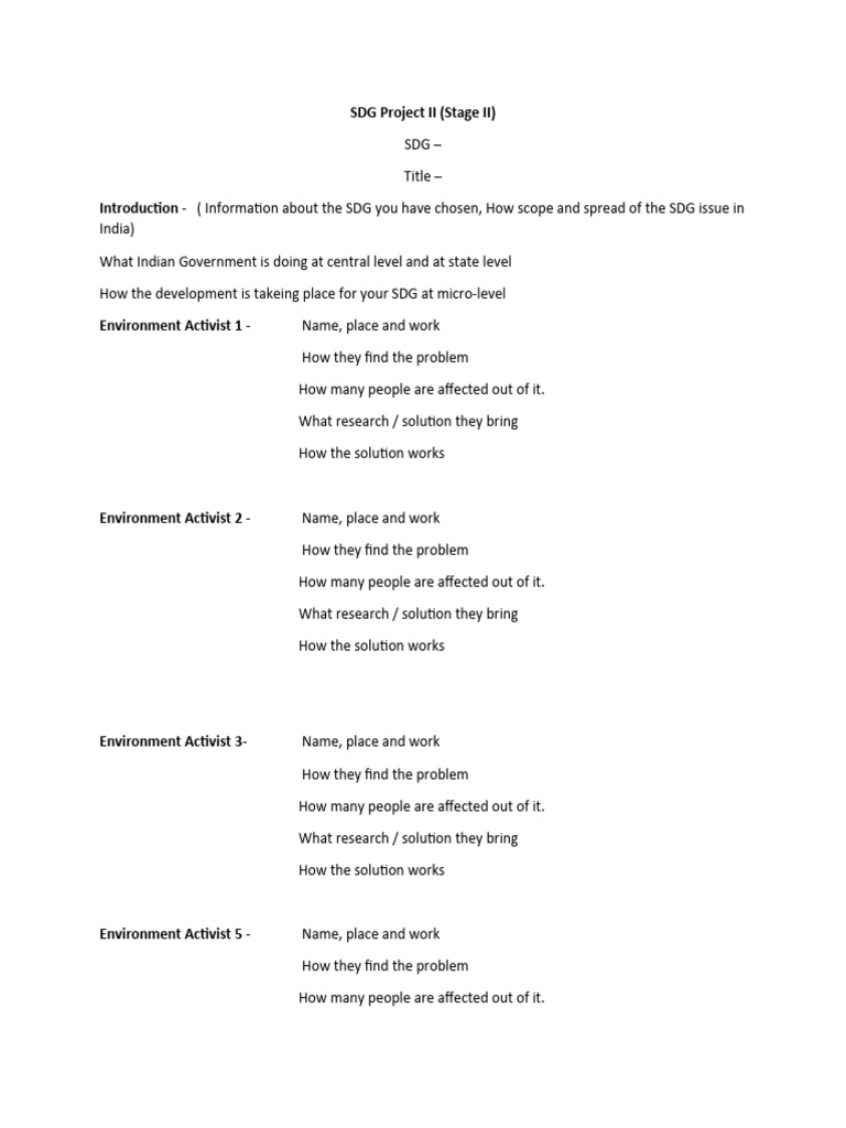 SDG Project II Stage II Template | PDF | Graphic Design | Writing