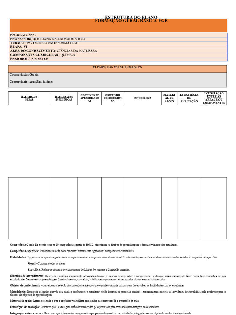 Modelo de Planejamento em Branco | PDF | Aprendizado | Conhecimento