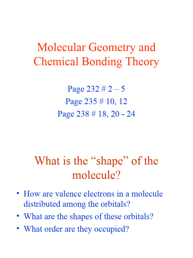 Molec Geometry and Bonding - Orbital | PDF | Molecular Orbital ...