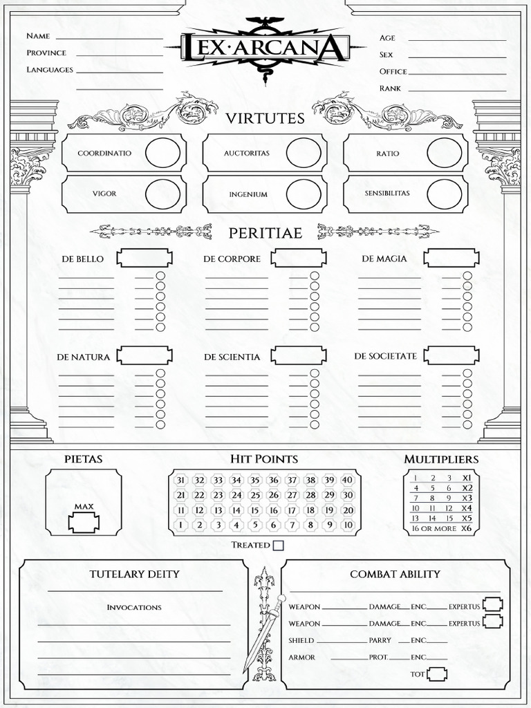 LA - Character Sheet pg1 | PDF