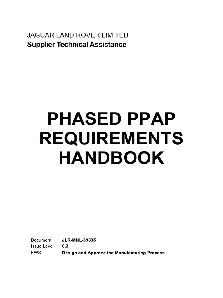 JLR Phased PPAP Handbook | PDF | Specification (Technical Standard) | Engineering Design Process