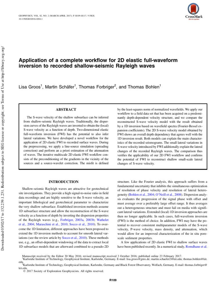 2017-Application of A Complete Workflow For 2D Elastic Full-Waveform Inversion To Recorded ...