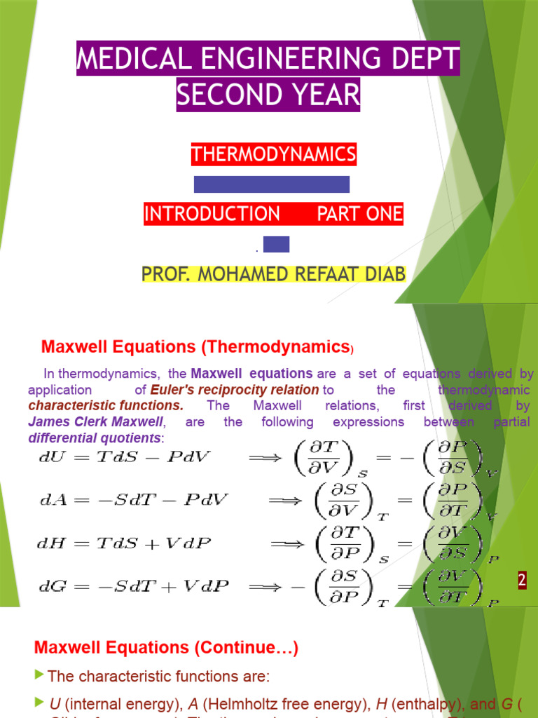 Maxwell Equations in Thermodynamics | PDF | Maxwell's Equations ...