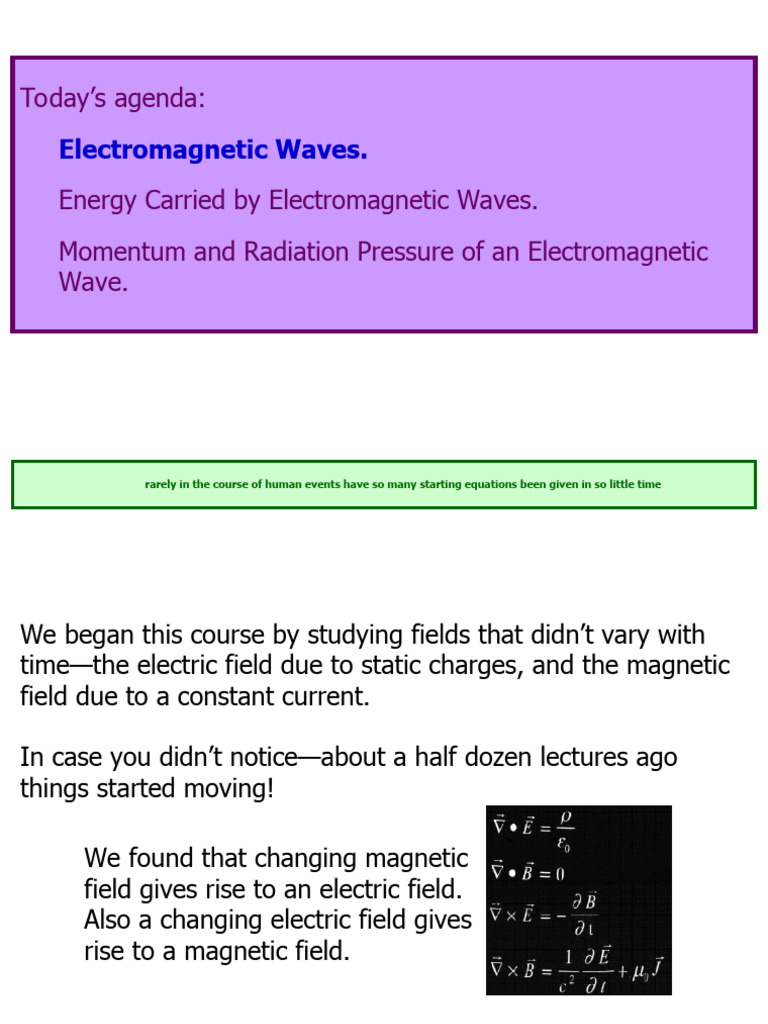 Electromagnetic Waves and Maxwell's Equations | PDF | Waves ...