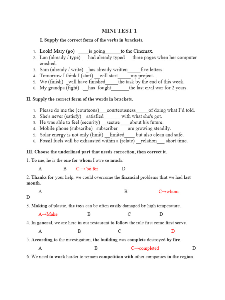 Mini Test 1 English 11 | PDF | Linguistics | Syntax