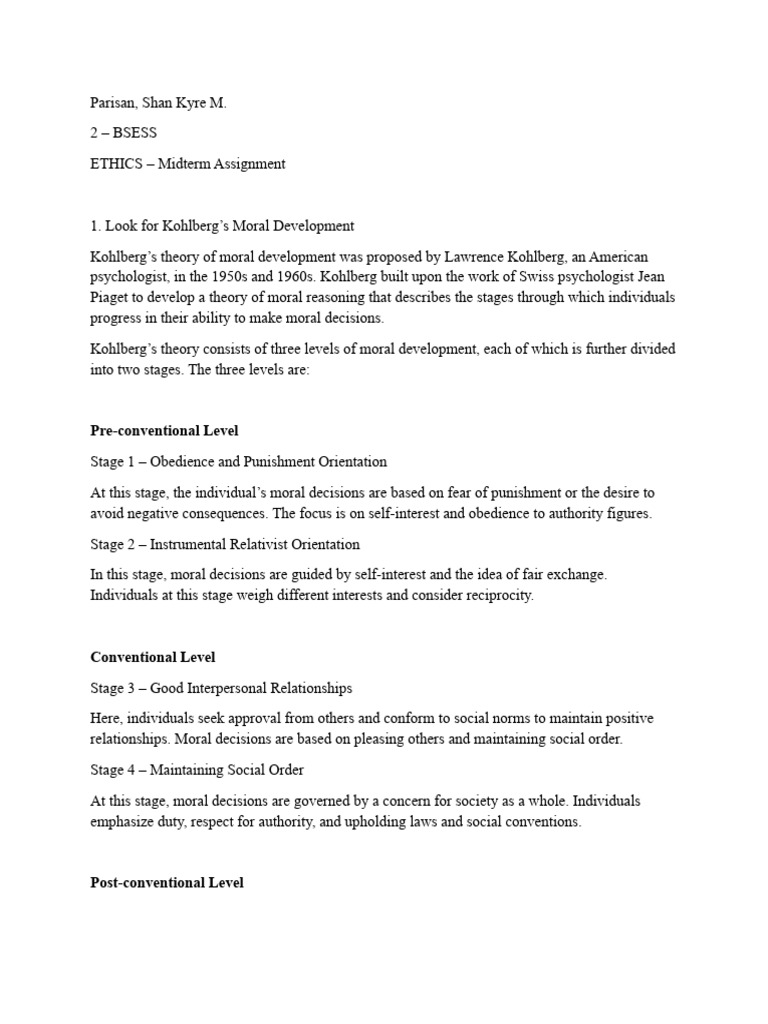 Pre-Conventional Level | PDF | Conscience | Morality