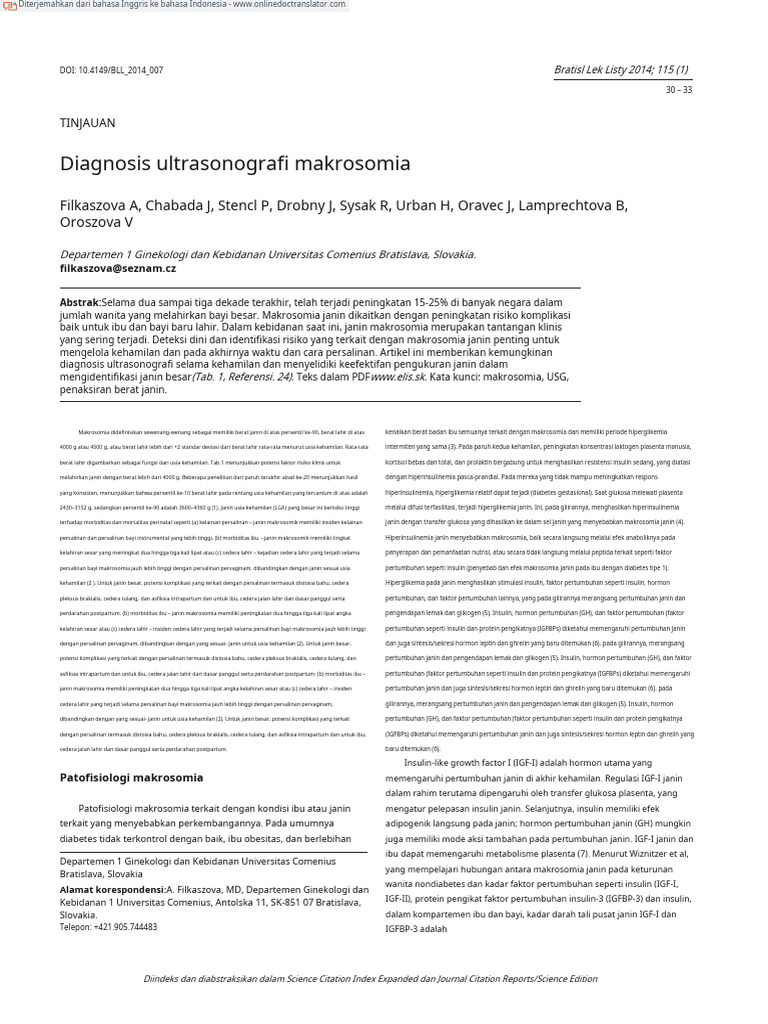 Ultrasound Diagnosis of Macrosomia - En.id | PDF