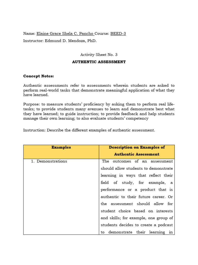 Activity 3 Authentic Assessment | PDF | Multimedia | Learning