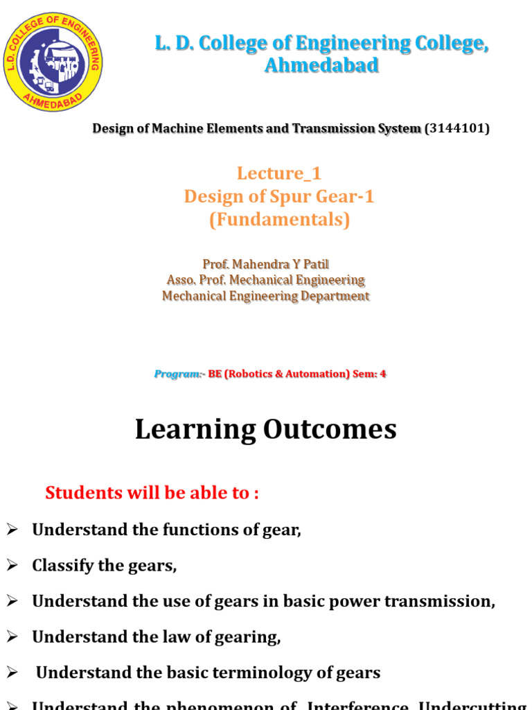 Design of Spur Gear - Fundamentals - 1 | PDF | Science & Mathematics ...