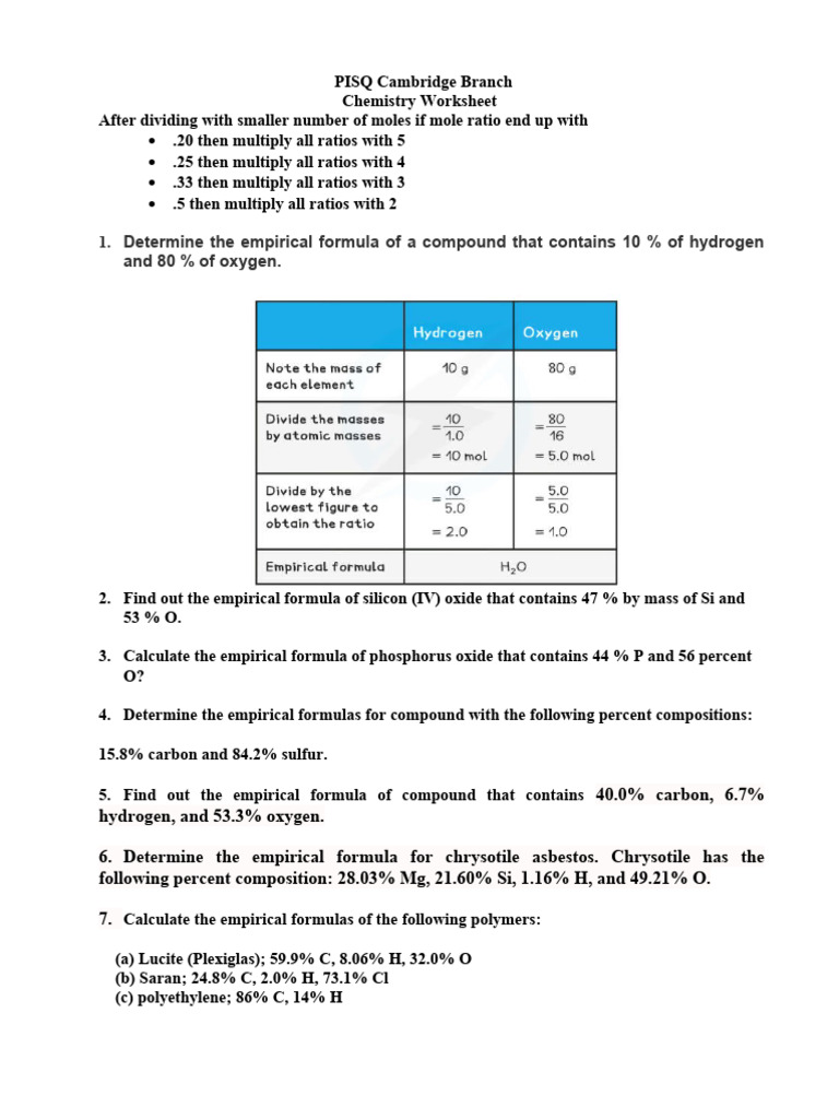 Empirical Formula Determination | Download Free PDF | Mole (Unit ...