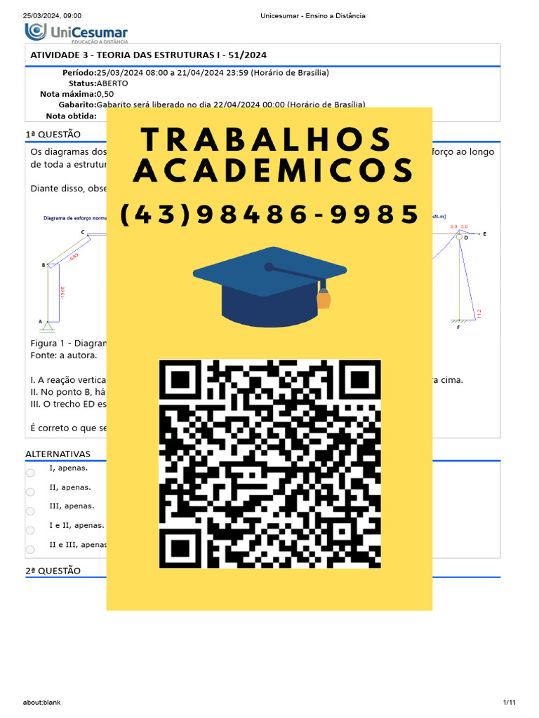 Atividade 3 - Teoria Das Estruturas I - 512024 | PDF