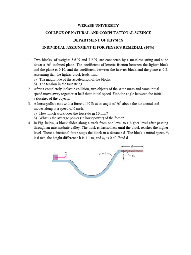 Physics Assignment: Forces and Motion Analysis | PDF