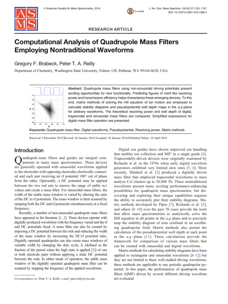 Computational Analysis of Quadrupole Mass Filters Employing ...