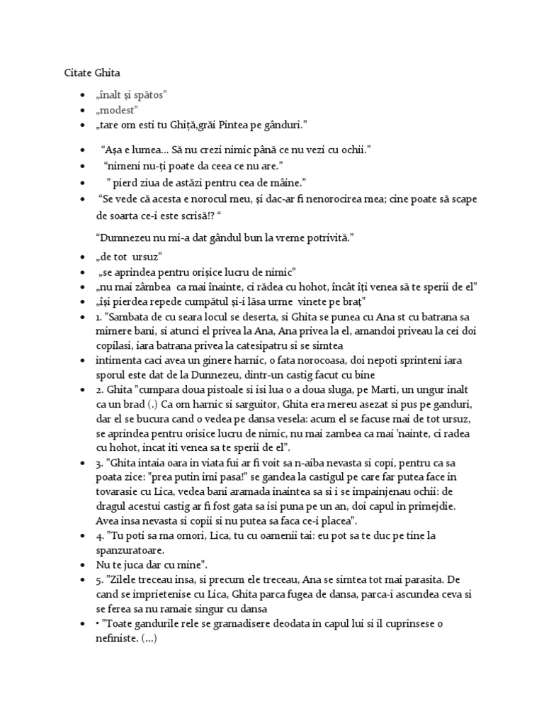 Citate Ghita Moara cu Noroc(2) | PDF